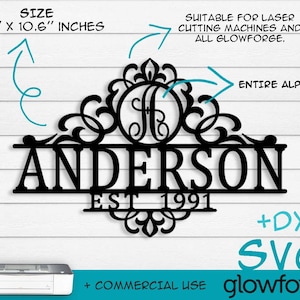 Monogram Entire Alphabet Letter, Glowforge SVG, Door Hanger, Cut File ...