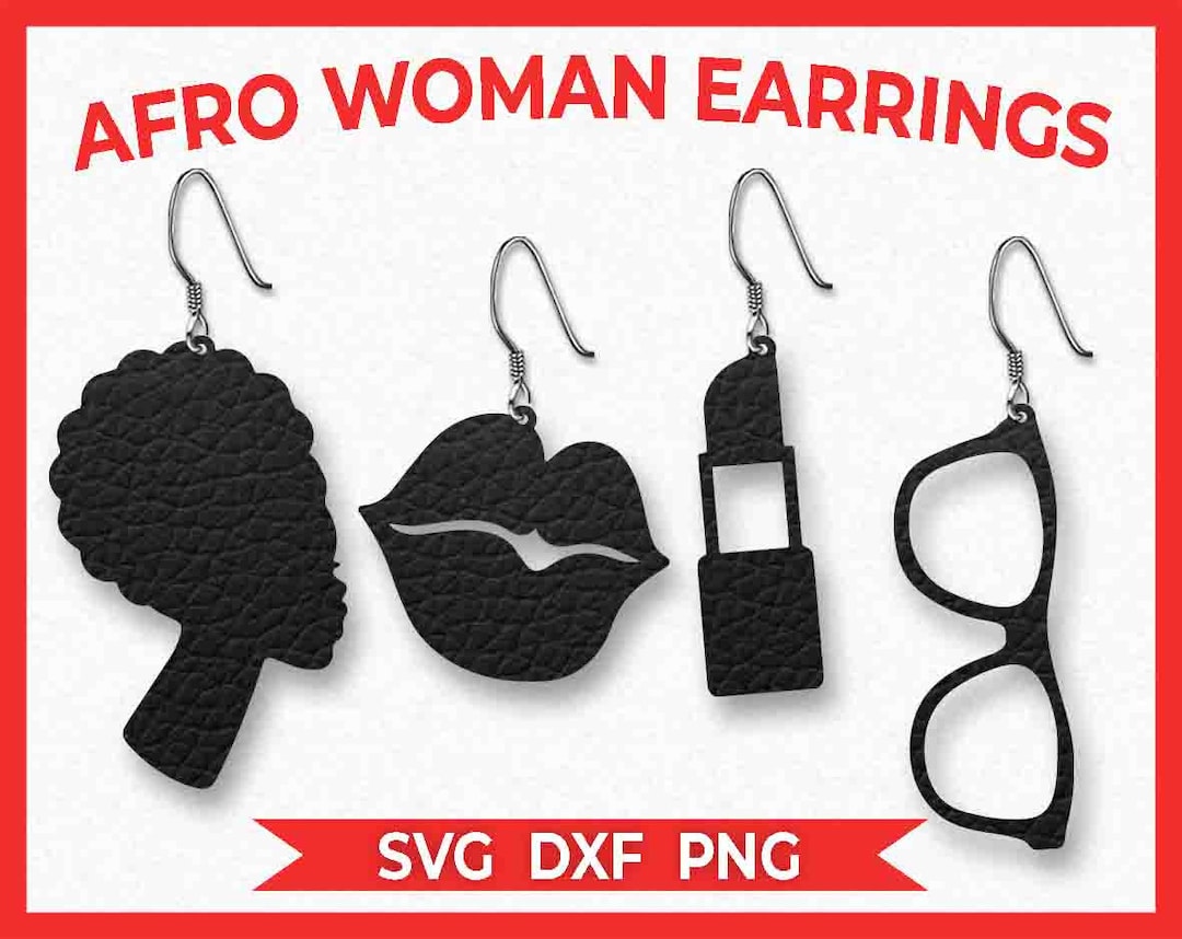 African American Woman Earrings SVG, Instant Download, Afro Black Girl ...