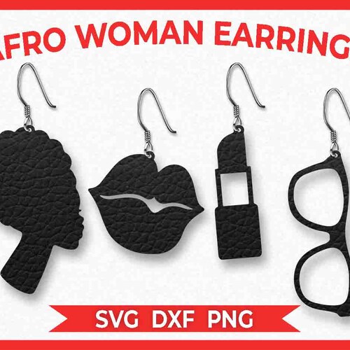 African American Woman Earrings SVG Instant Download Afro - Etsy