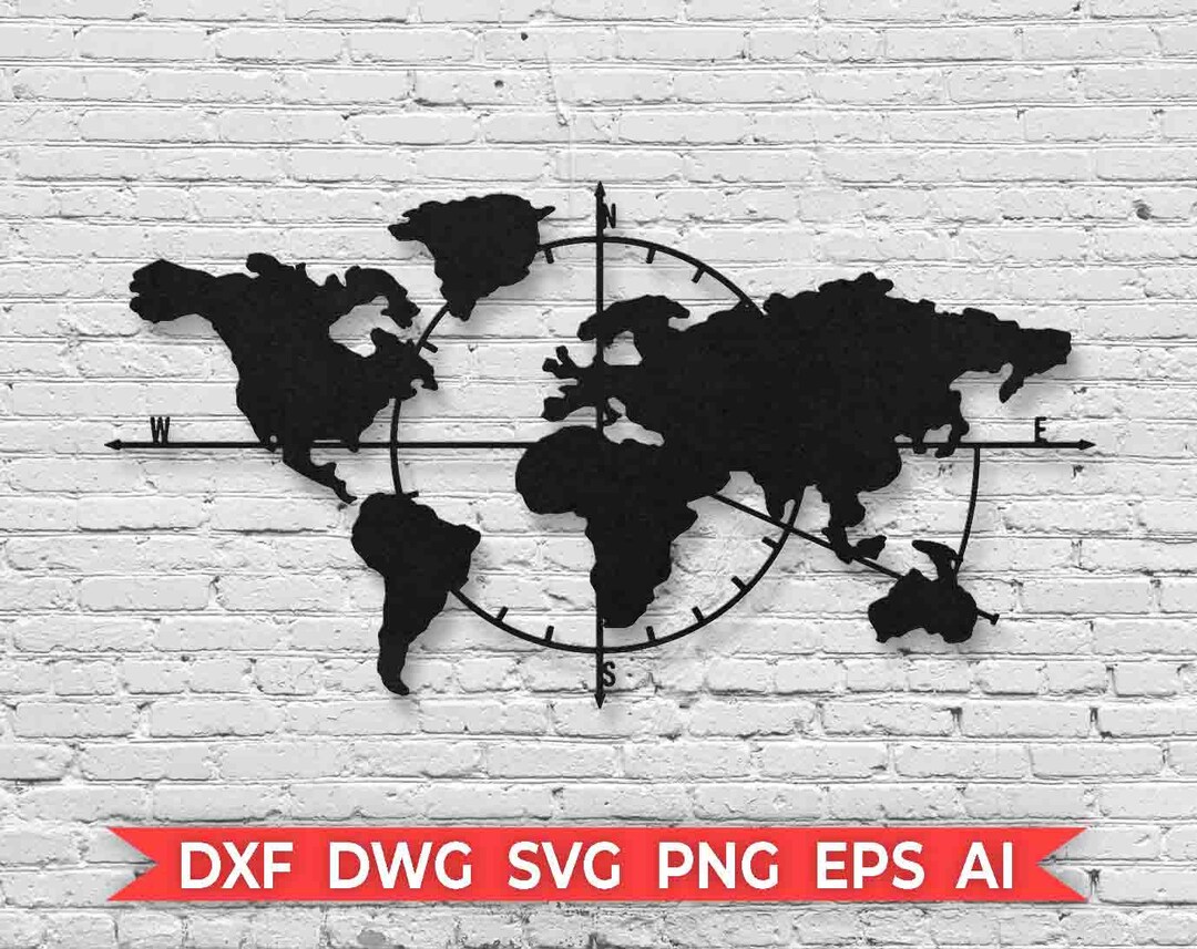 World Map Wall Decor Vector Laser Cut Template - Cut File - Instant ...