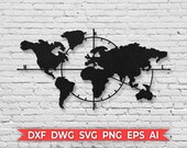 Buy World Map Wall Decor Vector Laser Cut Template Cut File Online in ...