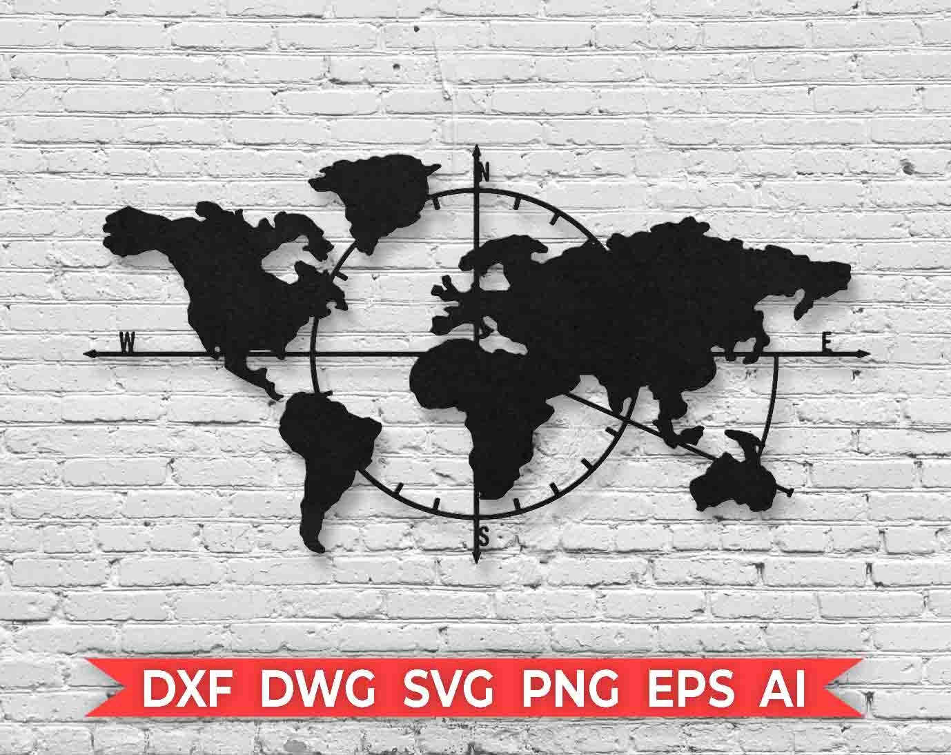 World Map Wall Decor Vector Laser Cut Template Cut File | Etsy Canada