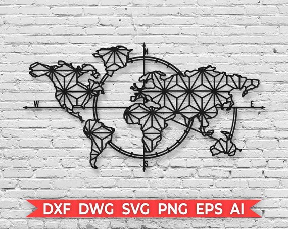 World Map Wall Decor Vector Laser Cut Template Cut File | Etsy