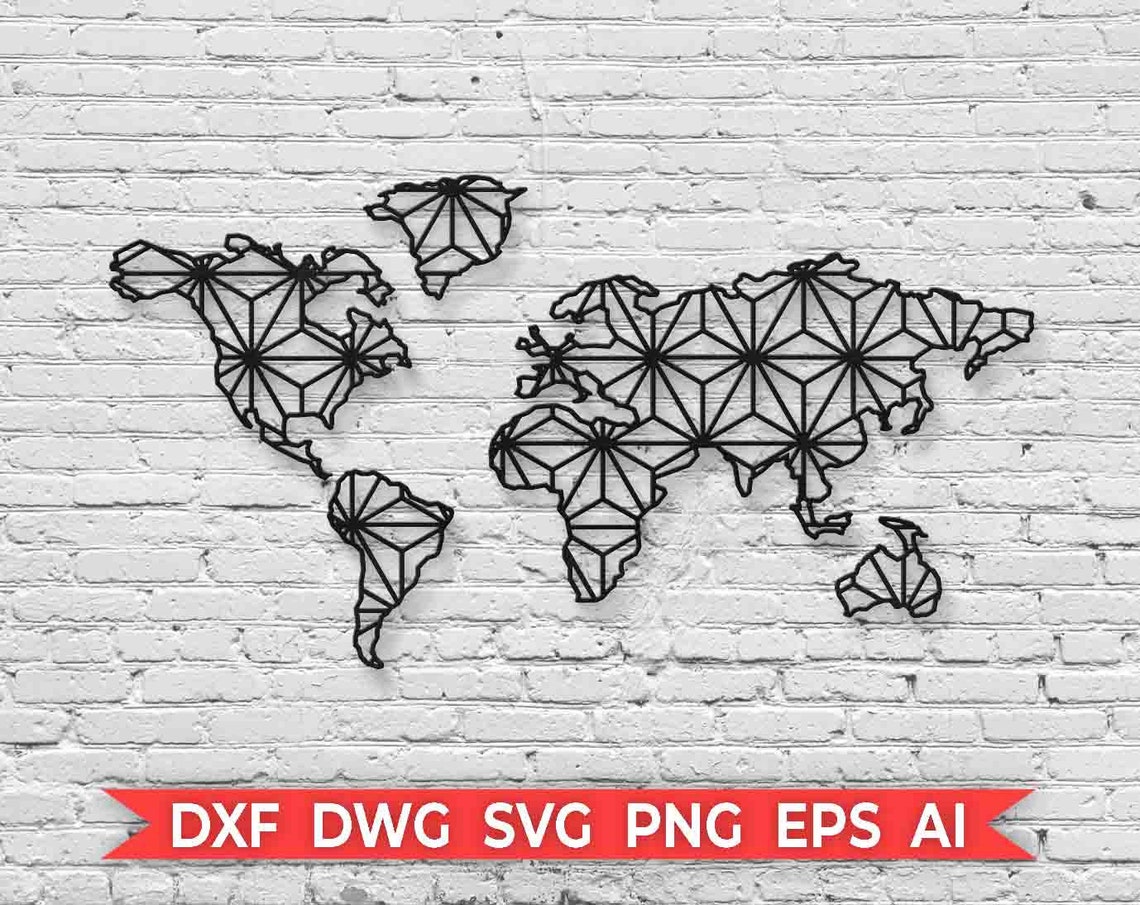 World Map Wall Decor Vector Laser Cut Template Cut File | Etsy