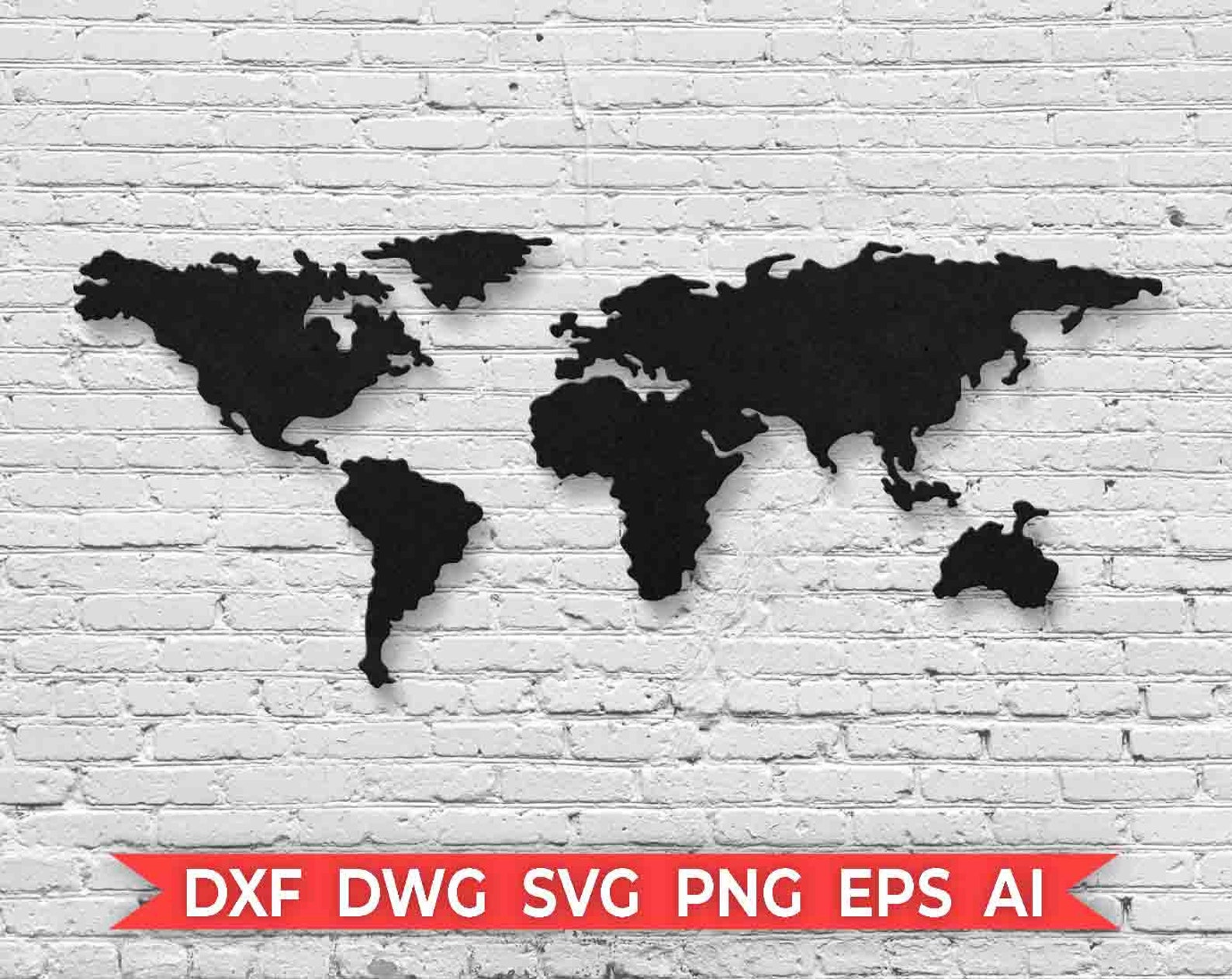 World Map Wall Decor Vector Laser Cut Template - Cut File - Instant ...