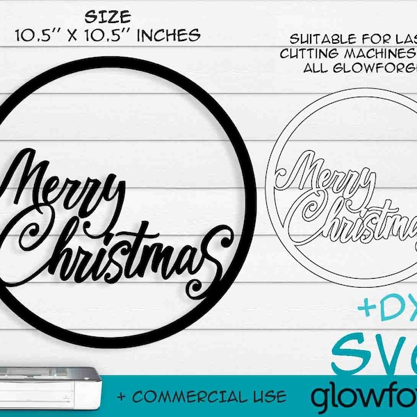 Merry Christmas Door Hanger Svg Etsy