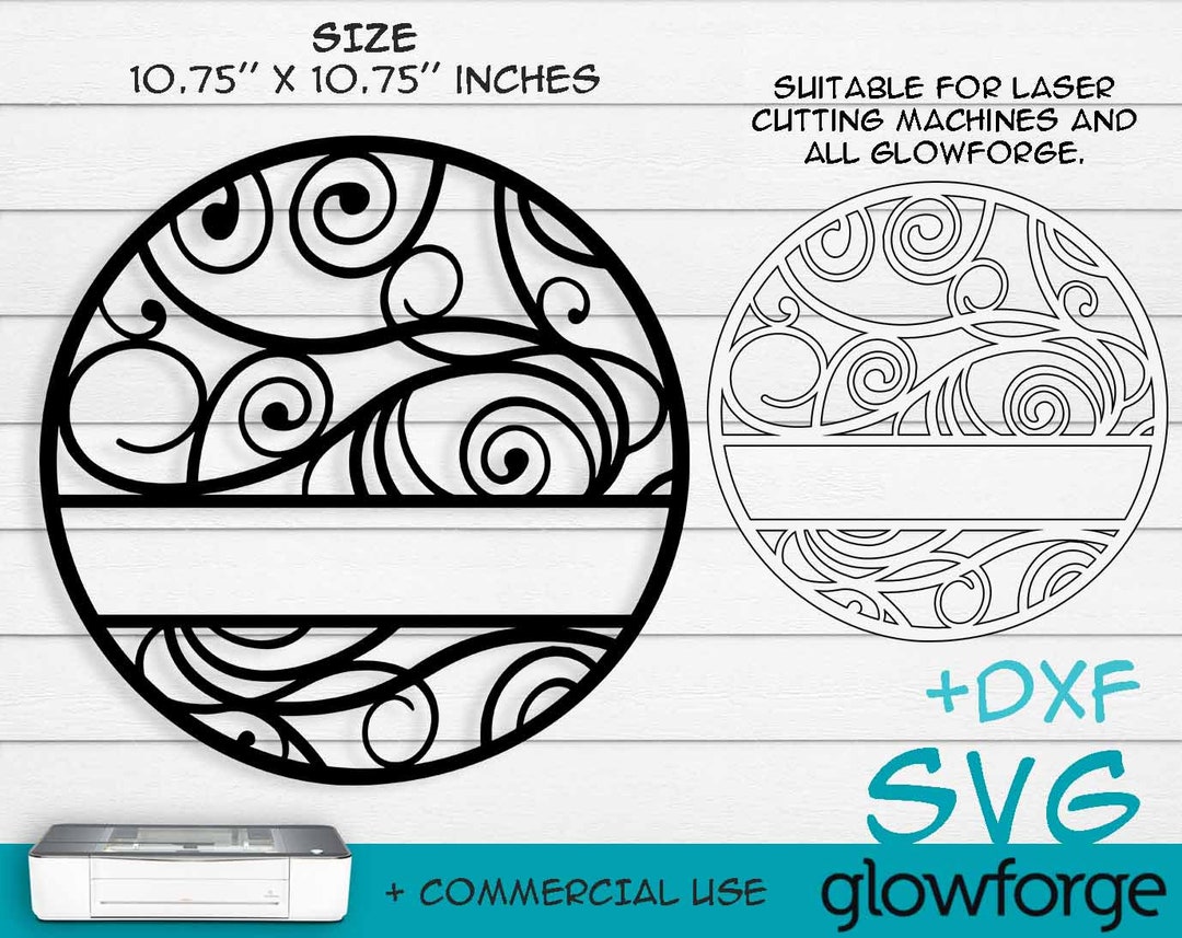 Glowforge SVG, Name Border, Circle Round, Curly, Decor, Door Hanger ...
