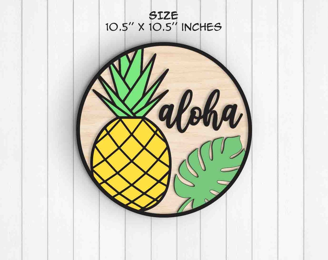 Aloha, Round Wood Sign, Pineapple, Instant Download, Svg Pdf Dxf ...