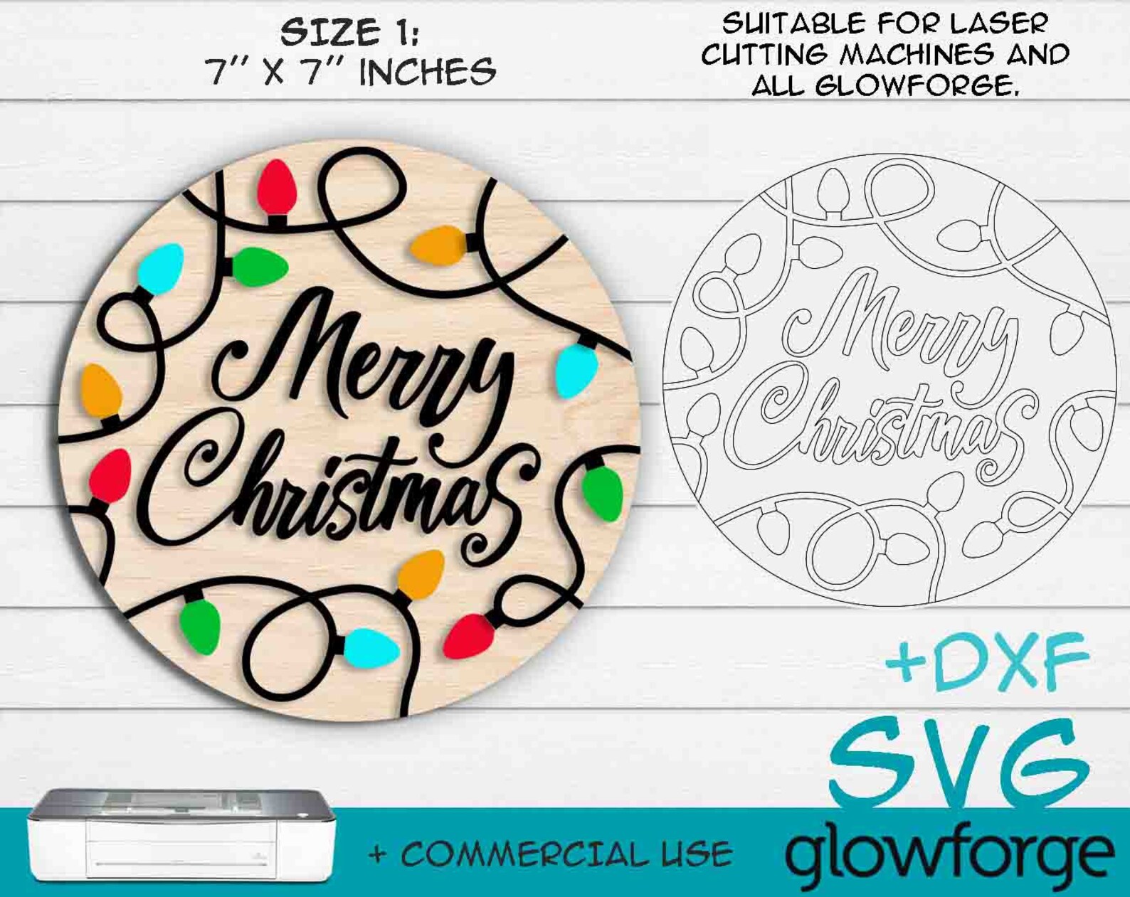 Merry Christmas, Christmas Lights, Circle Round, Glowforge SVG, Decor ...