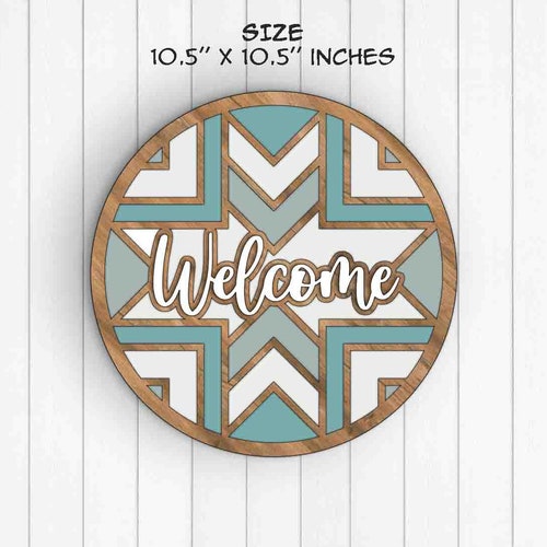 Barn Quilt Welcome Sign Digital Download Round Door Hanger - Etsy