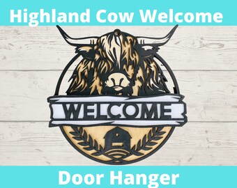 Highland Cow Door Sign - Etsy