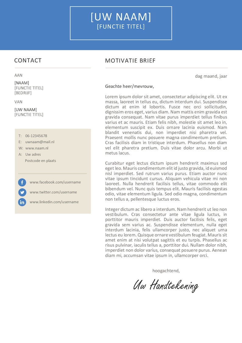 Professional Resume Template, CV Template, Instant Download, Editable ...