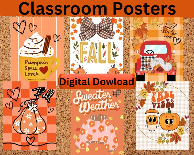 Fall Classroom Posters, Cozy Fall Vibes Theme, Groovy Classroom Posters ...