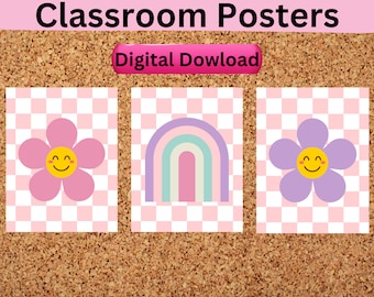 Groovy Classroom Posters, Groovy Retro and Smiley Face, Elementary ...