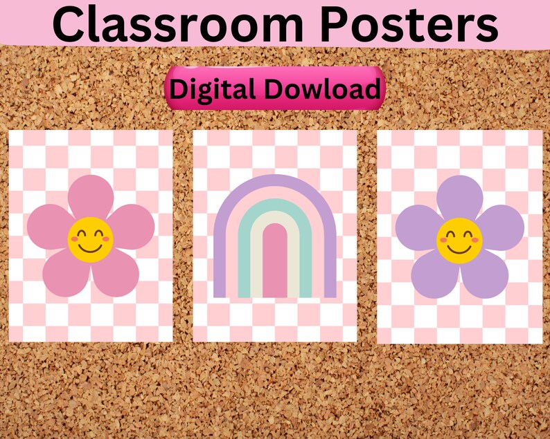 Groovy Classroom Posters, Groovy Retro and Smiley Face, Elementary ...
