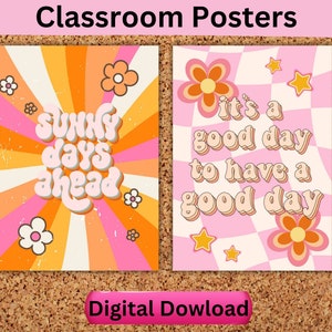 Groovy Classroom Posters, Groovy Retro and Smiley Face, Elementary ...
