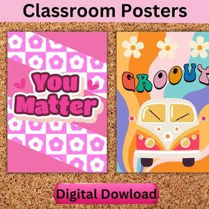 Groovy Classroom Posters, Groovy Retro and Smiley Face, Elementary ...