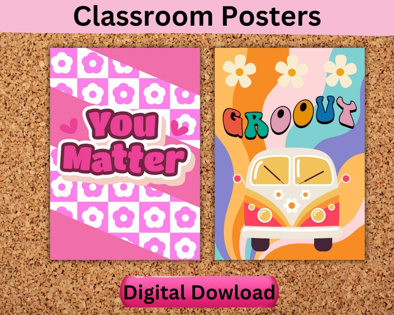 Groovy Classroom Posters, Groovy Retro and Smiley Face, Elementary ...