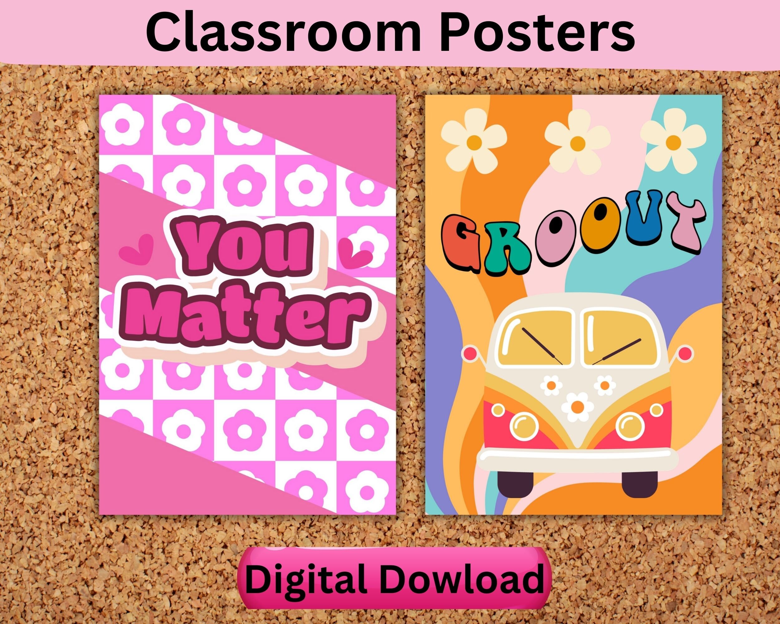 Groovy Classroom Posters, Groovy Retro and Smiley Face, Elementary ...