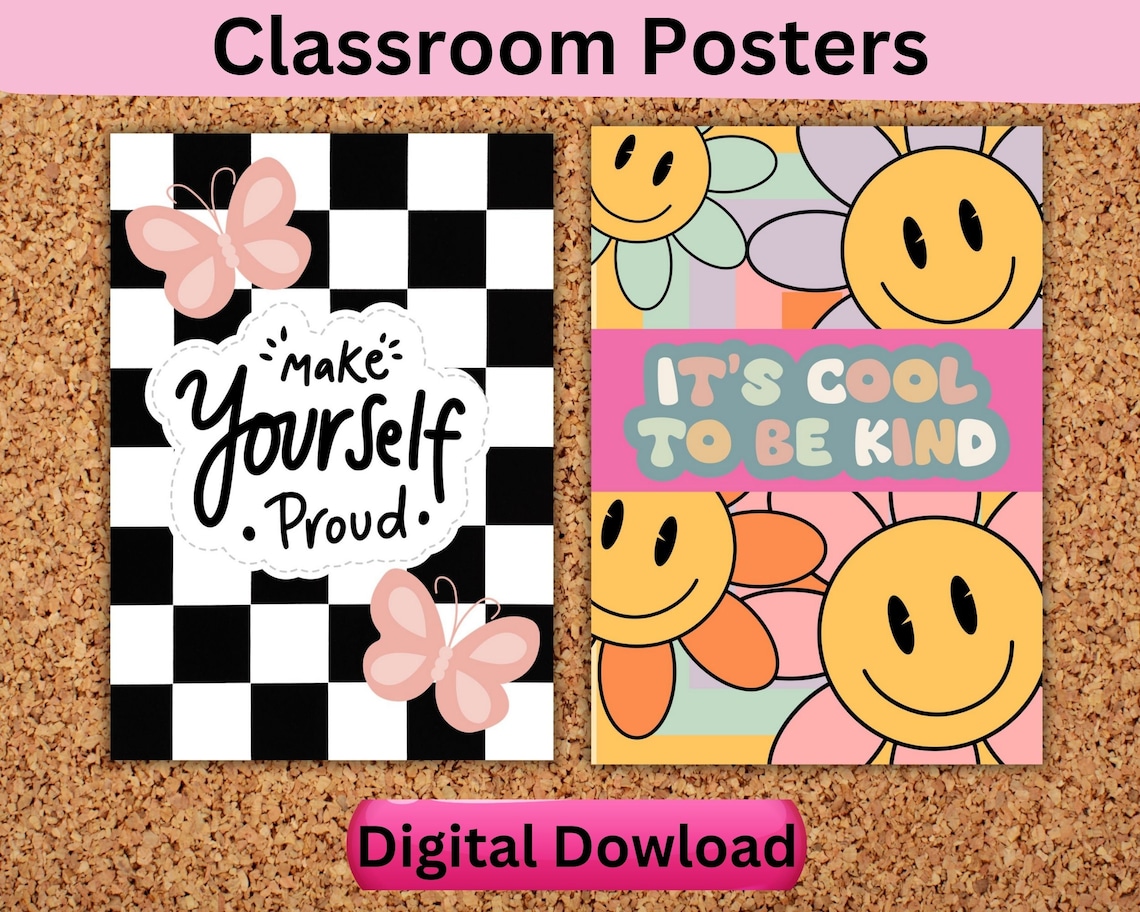 Groovy Classroom Posters, Groovy Retro and Smiley Face, Elementary ...