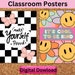 Groovy Classroom Posters, Groovy Retro and Smiley Face, Elementary ...