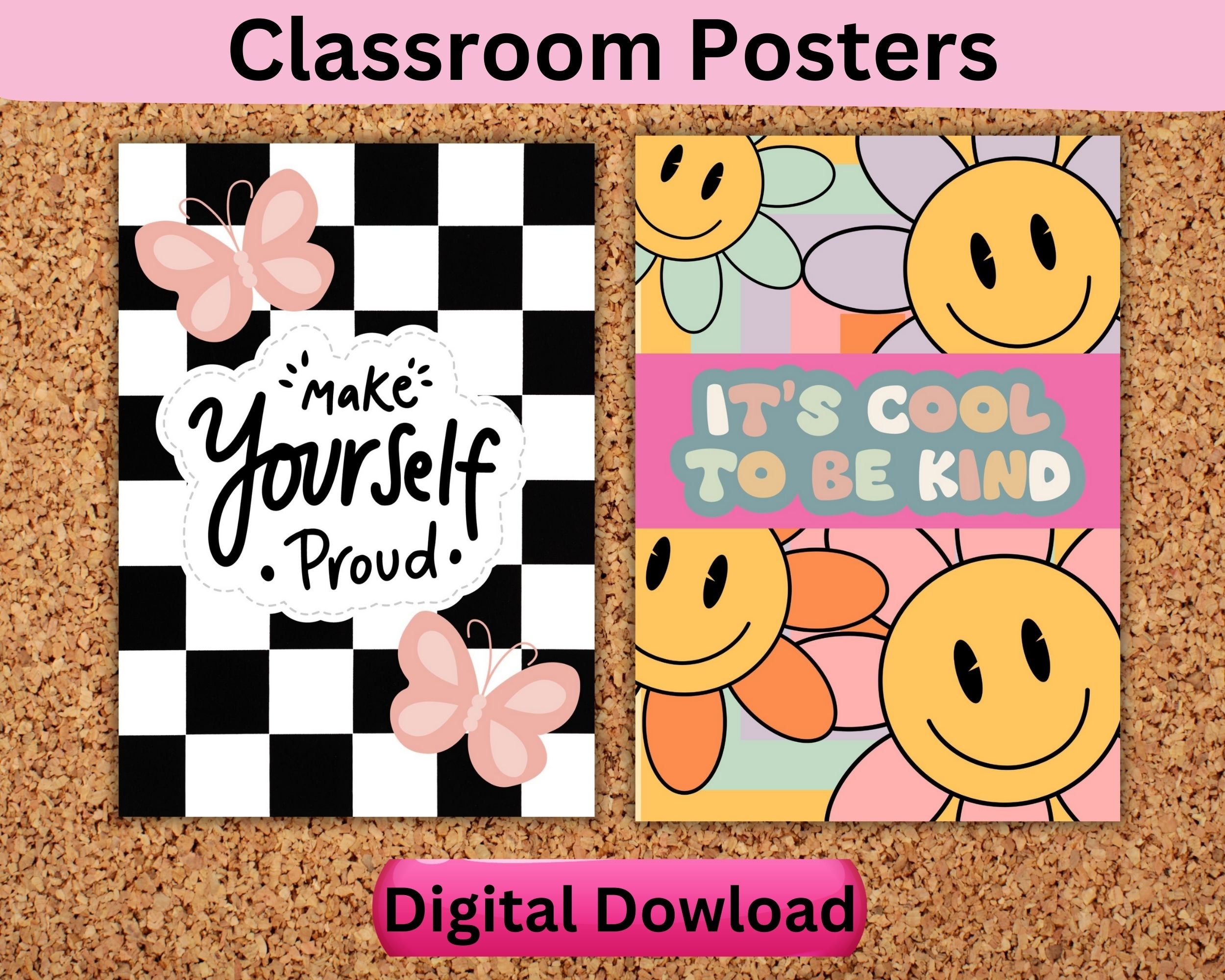 Groovy Classroom Posters, Groovy Retro and Smiley Face, Elementary ...