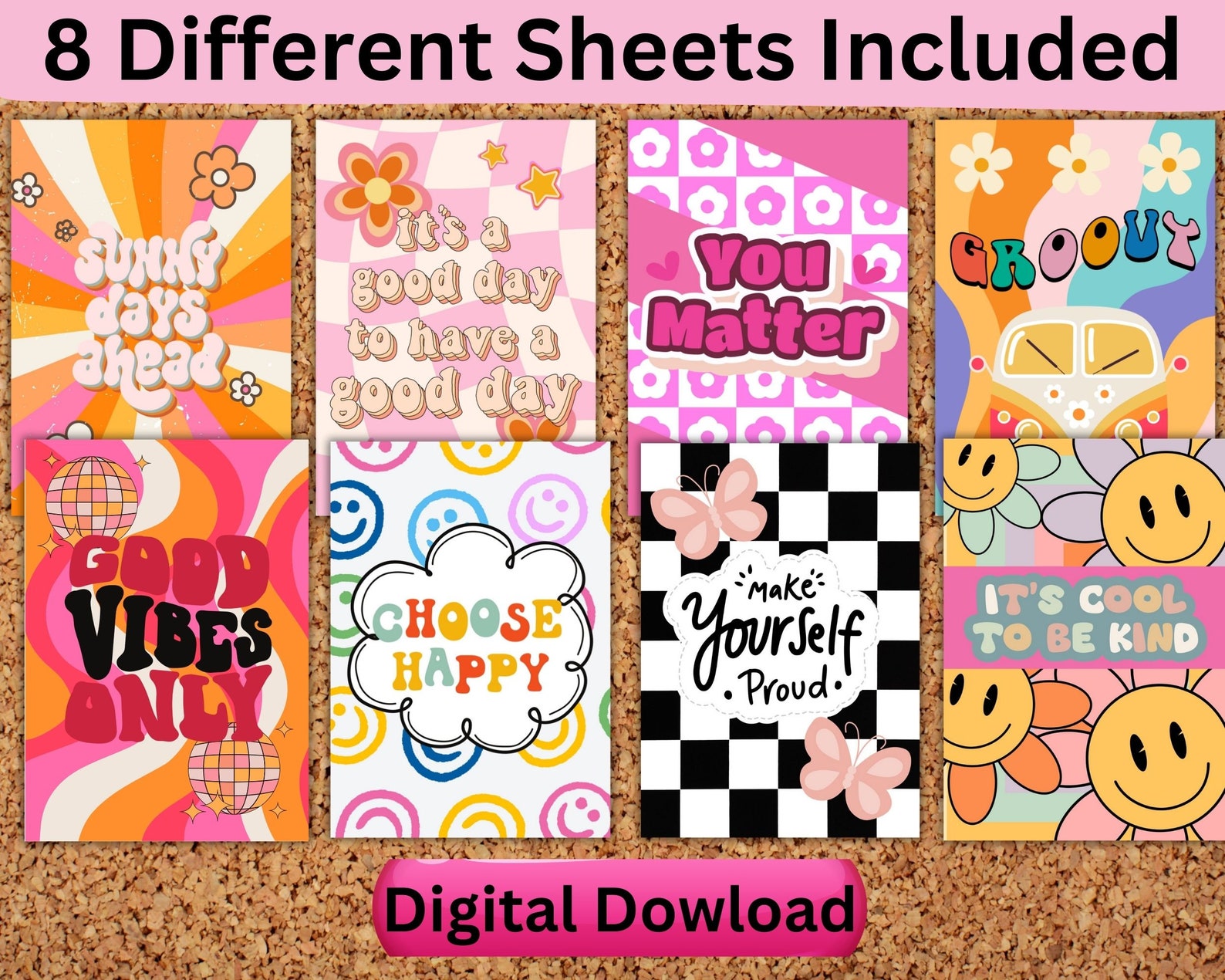 Groovy Classroom Posters, Groovy Retro and Smiley Face, Elementary ...