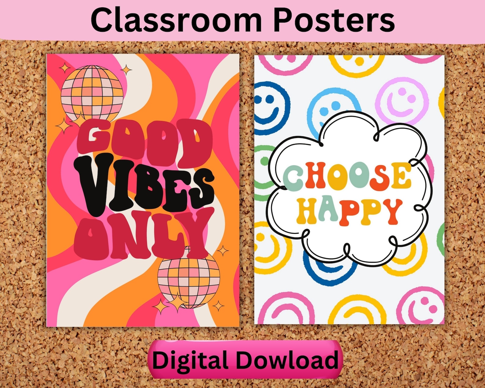Groovy Classroom Posters, Groovy Retro and Smiley Face, Elementary ...