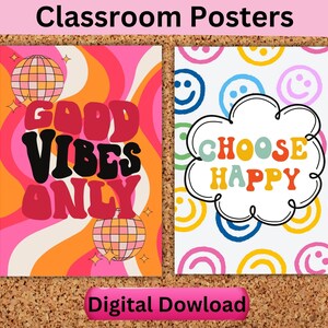 Groovy Classroom Posters, Groovy Retro and Smiley Face, Elementary ...