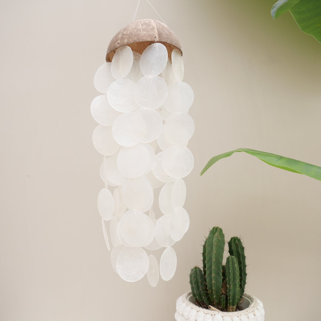 Capiz Shell and Coconut Mobile, Strings, Wind Mobile, Beach Decor, Gift ...