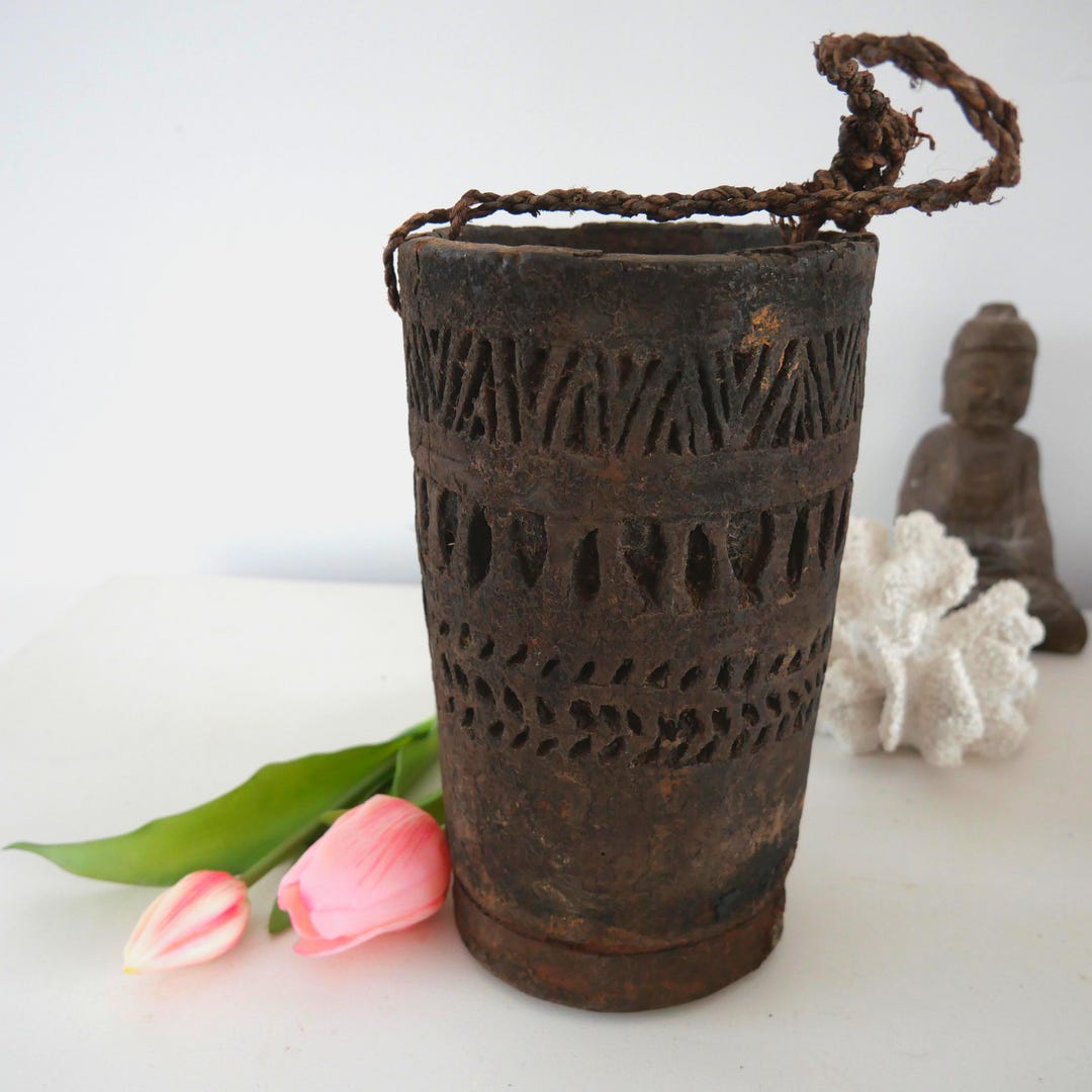 Antique Indian Jug With Cord, Himachal Pot, Centerpiece, Rustic ...