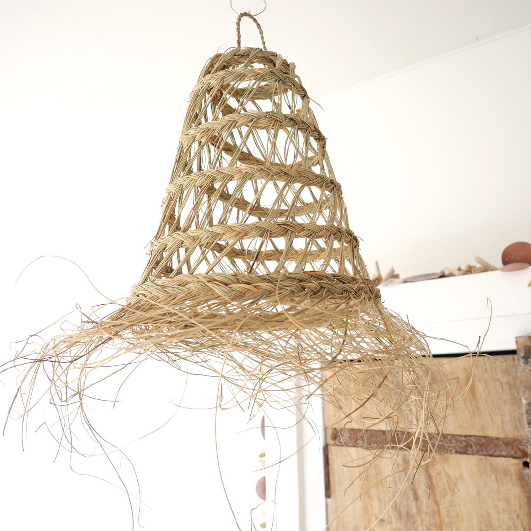 Zeegras Hängelampen kap, boho verlichting, Ibiza stijl, handgemaakt ...