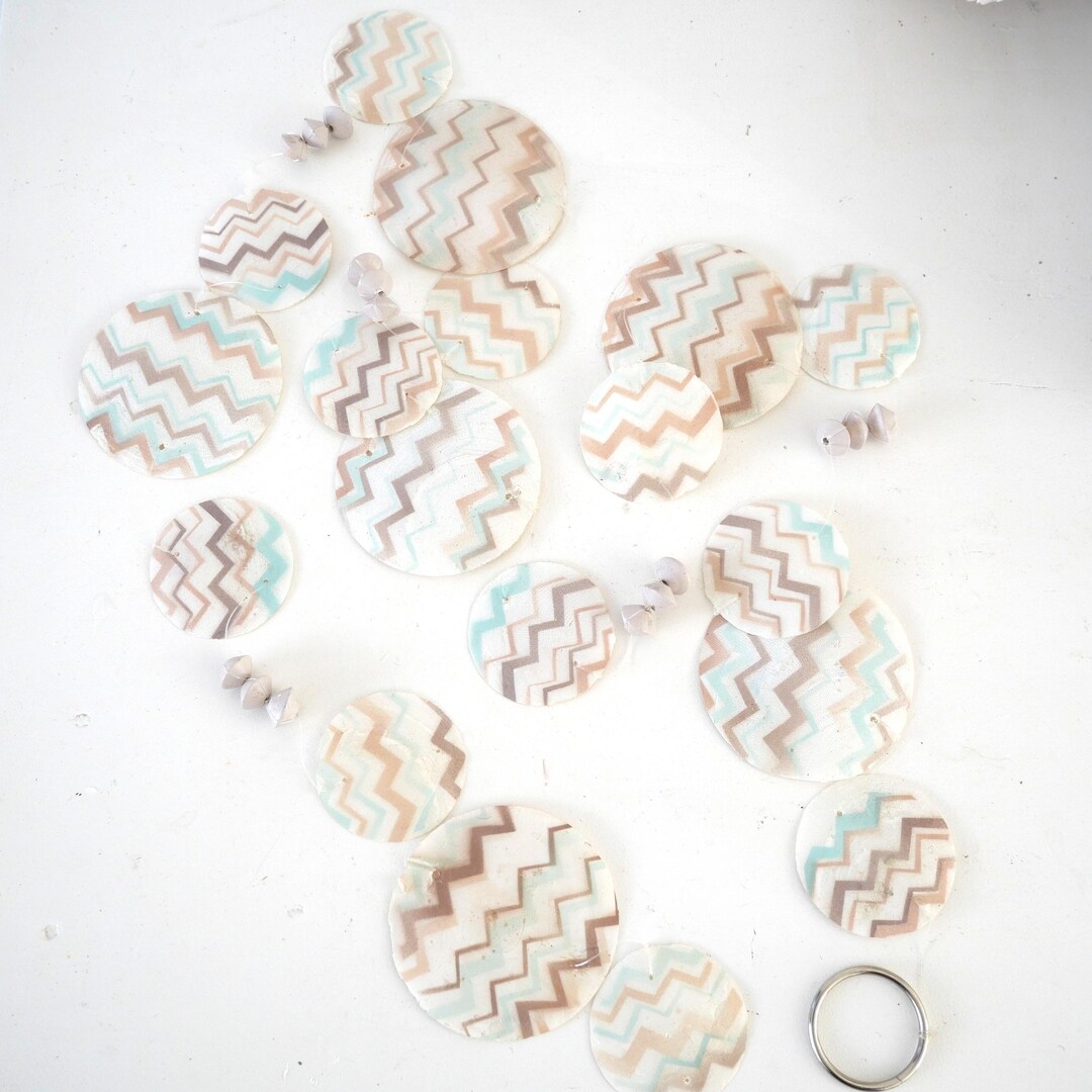 Hand-painted Capiz Shell Garland, Zigzag Decor, Boho Beach Style ...