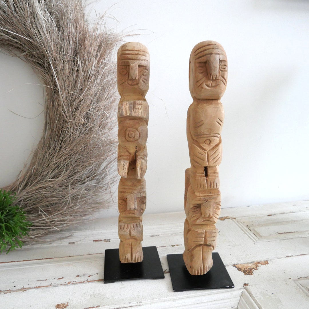 Totum Pole on Stand, Wood Carving, Boho, Scandiboho, Decor, Coastel ...