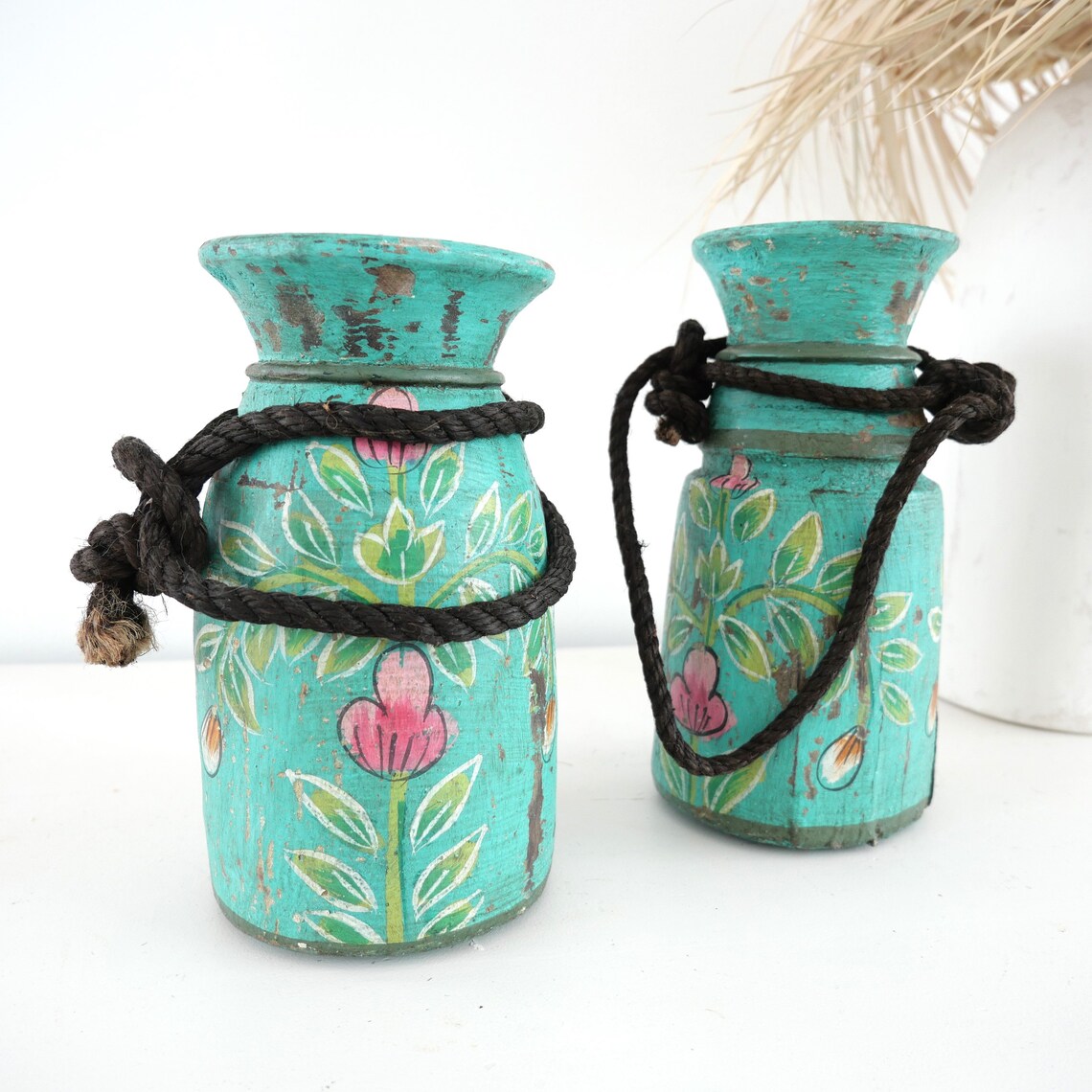 Wooden Indian Vintage Jug, Painted, Folk Art, Uique Item, Handmade ...