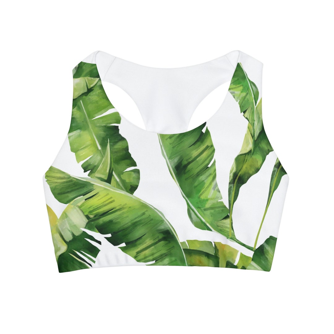 Girls' Swimsuit Crop Top AOP Green Leaves - Etsy