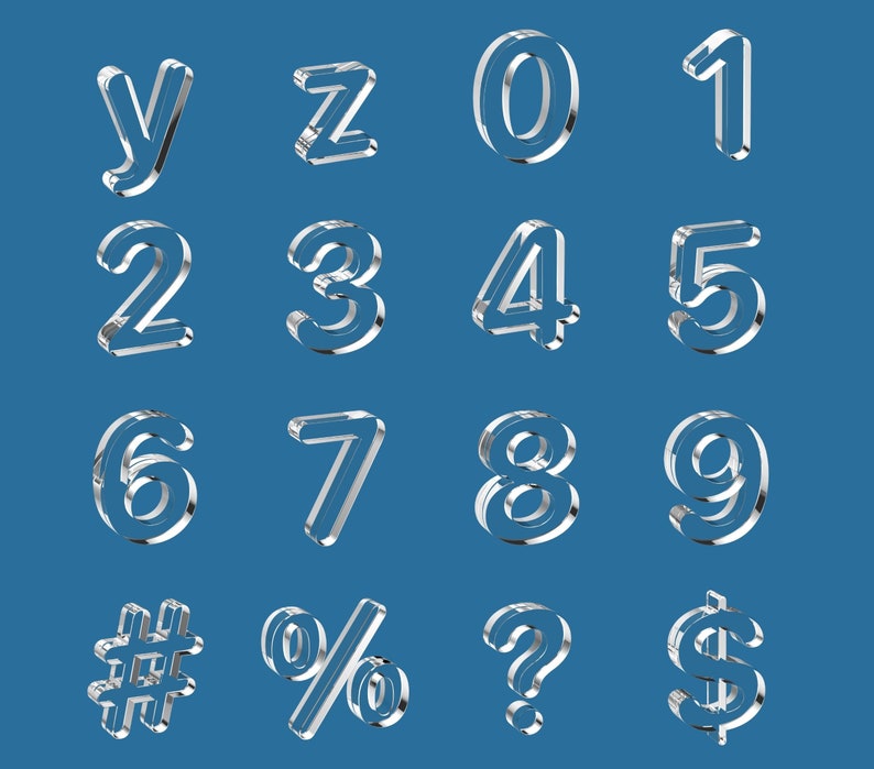 Glass Number & Letter Overlays, Newspaper Magazine Alphabet Font ...