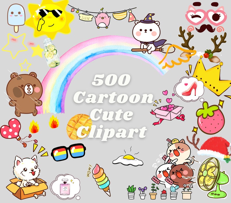 1 500 PNG Cute Cartoon Clipart Bundle Cute Cartoon Elements - Etsy