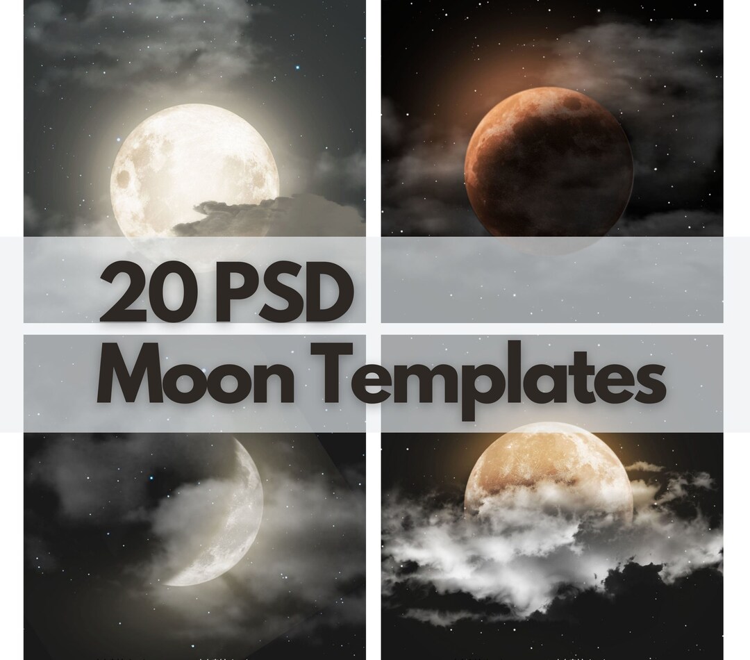 Moon Night Cloud Templates, Moon Night Cloud Overlays, Clipart, Digital ...