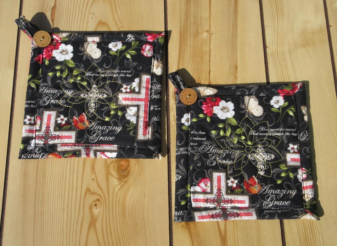 Handmade Religious Potholder Set: Bible Verse Hotpads - Etsy