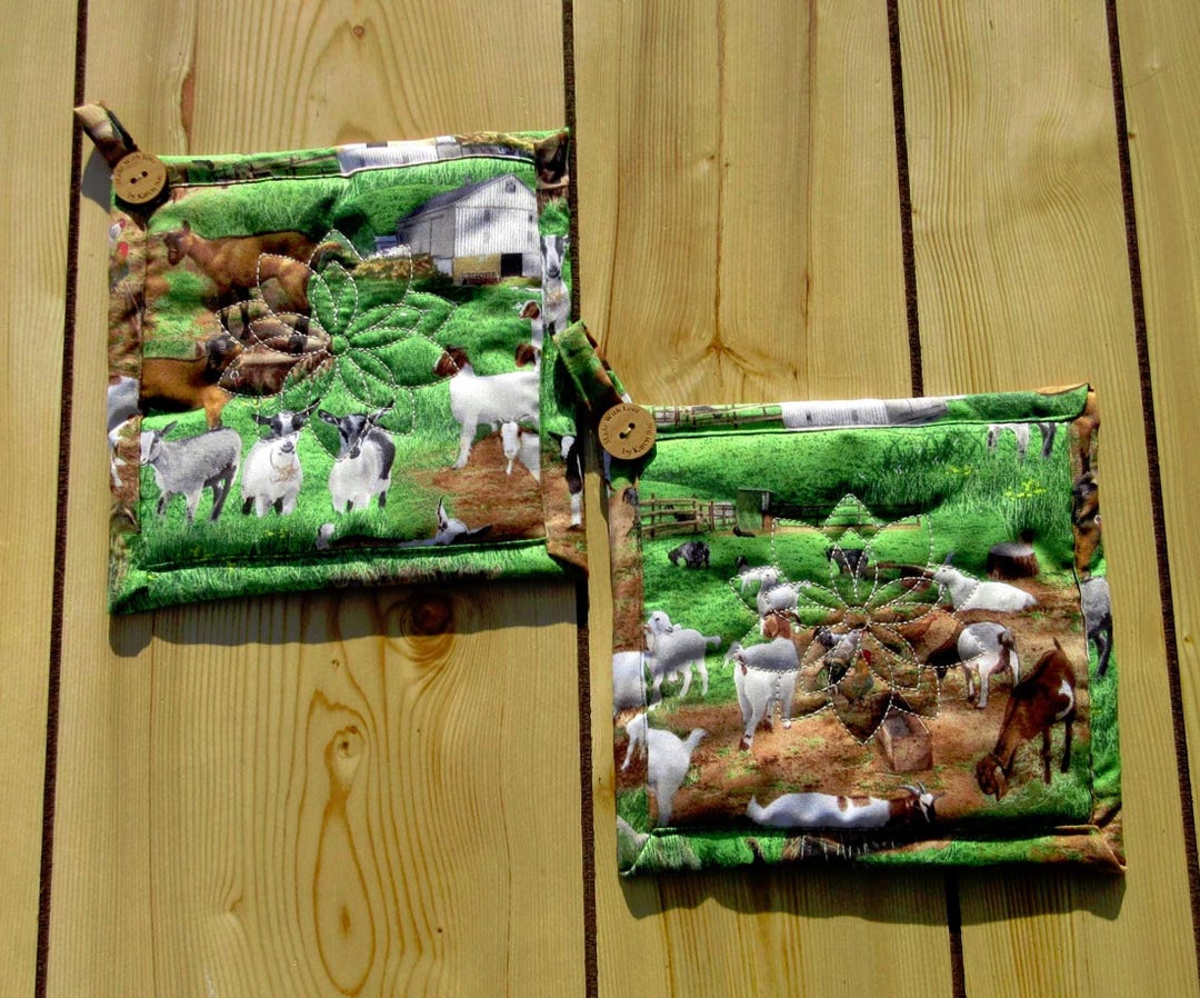 Handmade Milking Goat Potholders: Farmhouse Goat Hot Pads - Set of 2 - Etsy