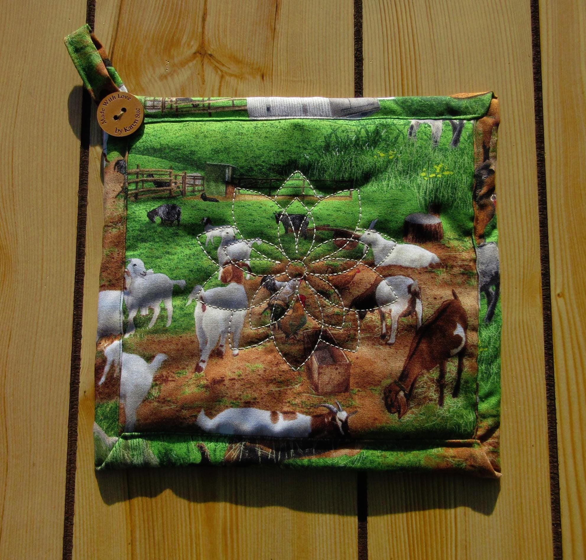 Handmade Milking Goat Potholders: Farmhouse Goat Hot Pads - Set of 2 - Etsy