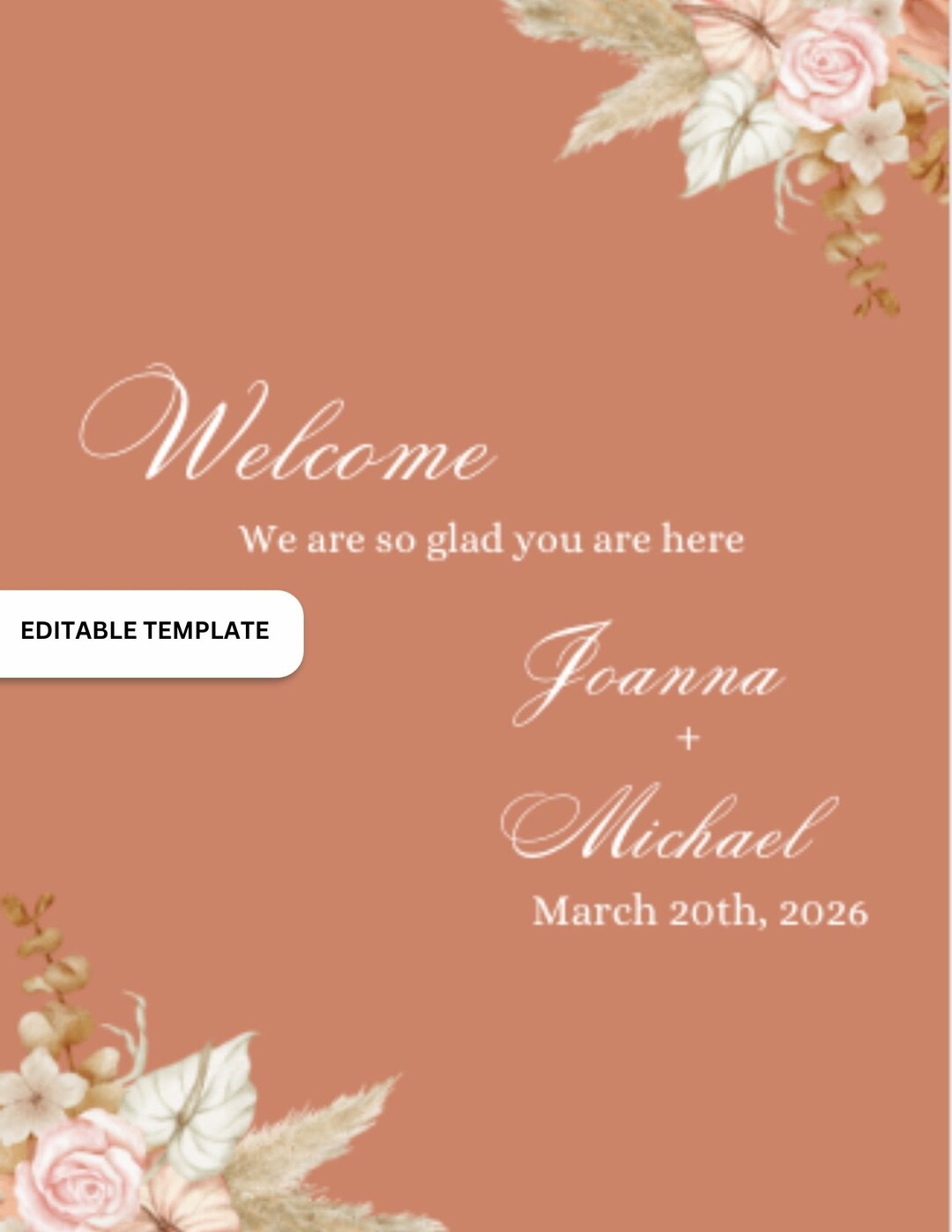 Boho Wedding Welcome Sign Template Terracotta Wedding Welcome Poster ...