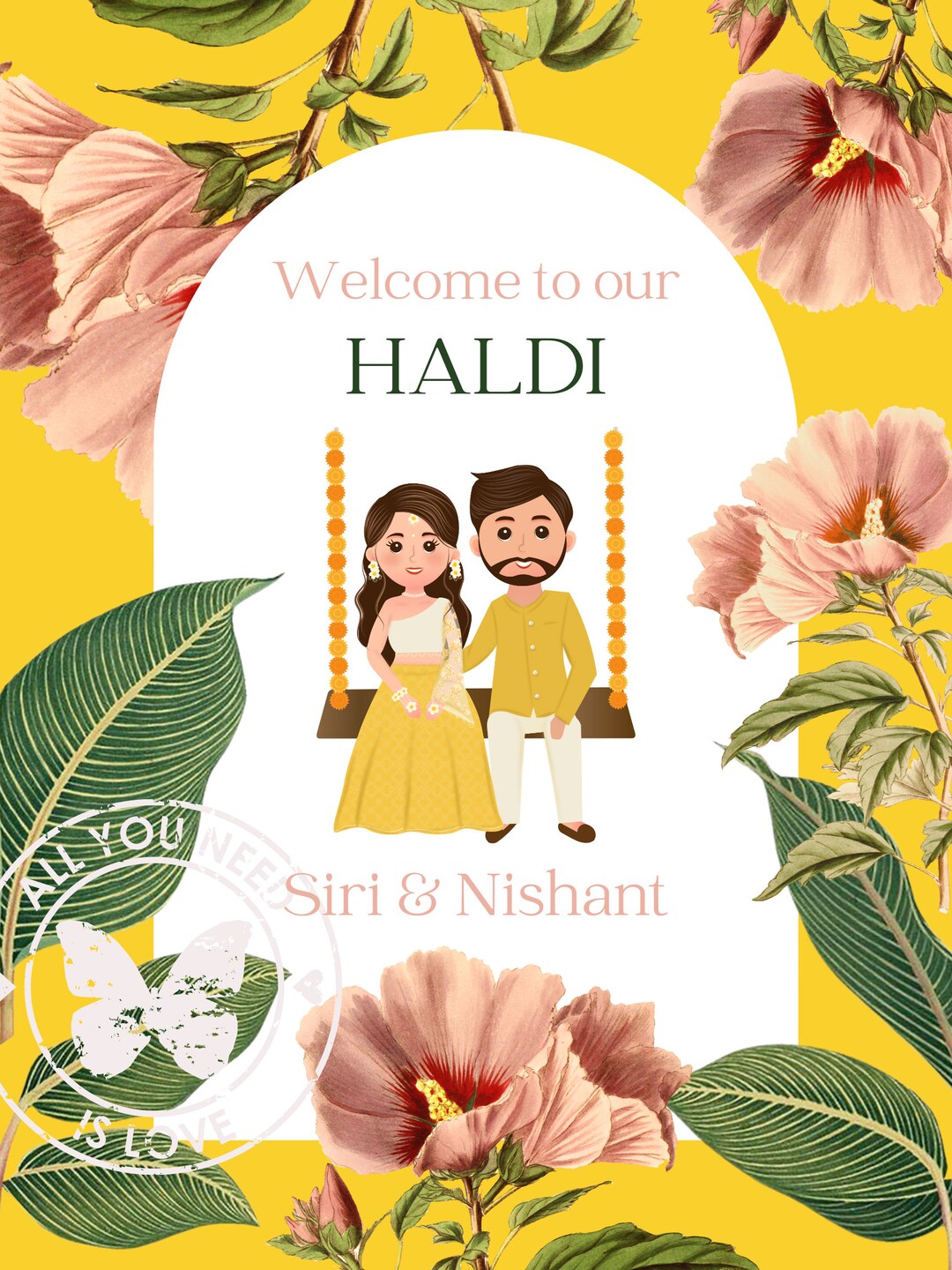 Haldi Ceremony Wedding Welcome Sign, Digital File, Welcome Sign, Poster ...