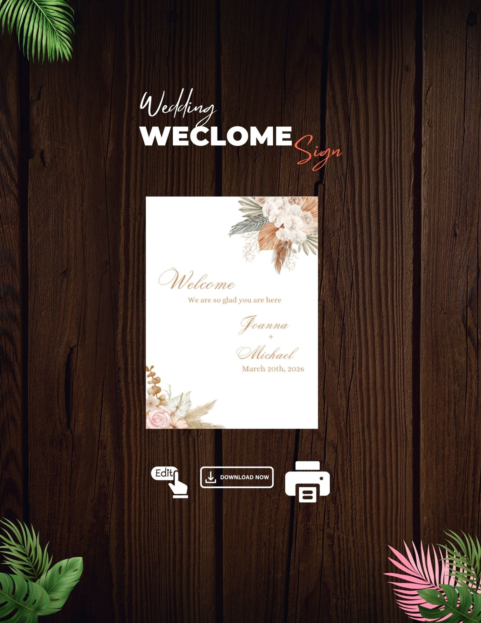 Boho Wedding Welcome Sign Template Terracotta Wedding Welcome Poster ...