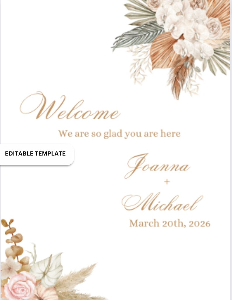 Boho Wedding Welcome Sign Template Terracotta Wedding Welcome Poster ...