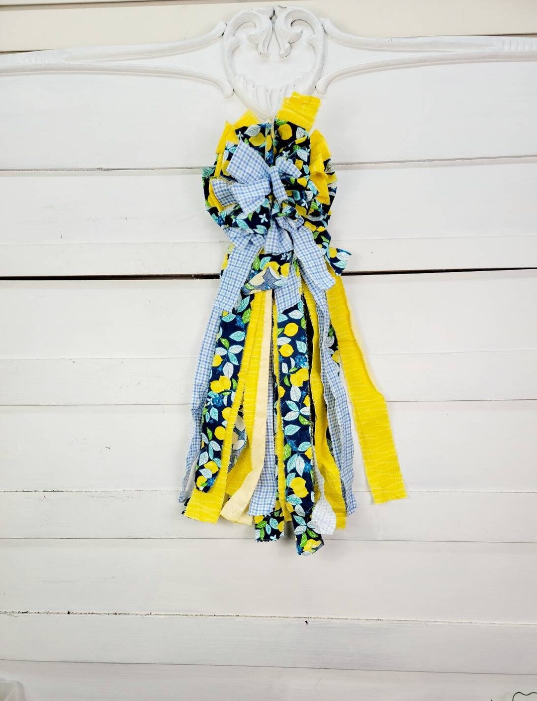 Lemon Rag Bow for Wreath, Front Door Spring Summer Decoration, Lemon ...