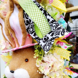 Pink Easter Bunny Swag Front Door, Spring Rabbit Hydrangea Elegant ...
