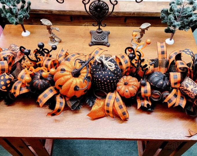Halloween Orange Table Centerpiece, October 31st Pumpkin Indoor Garland ...