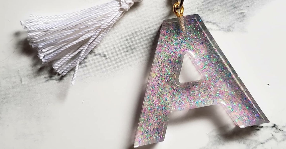 Epoxy Letter Keychain - Etsy